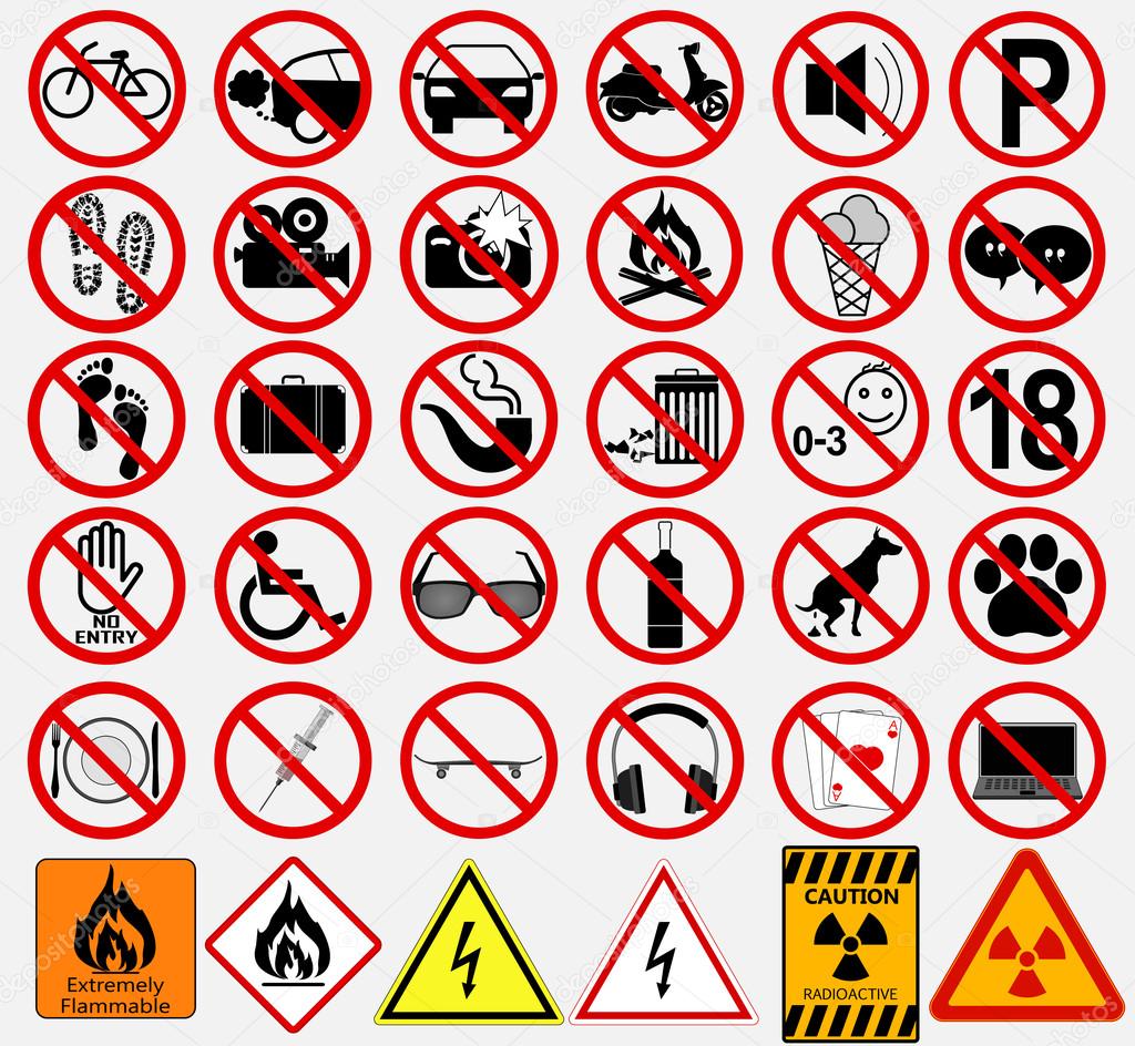 Set of Signs for Different Prohibited Activities Stock Vector by ...