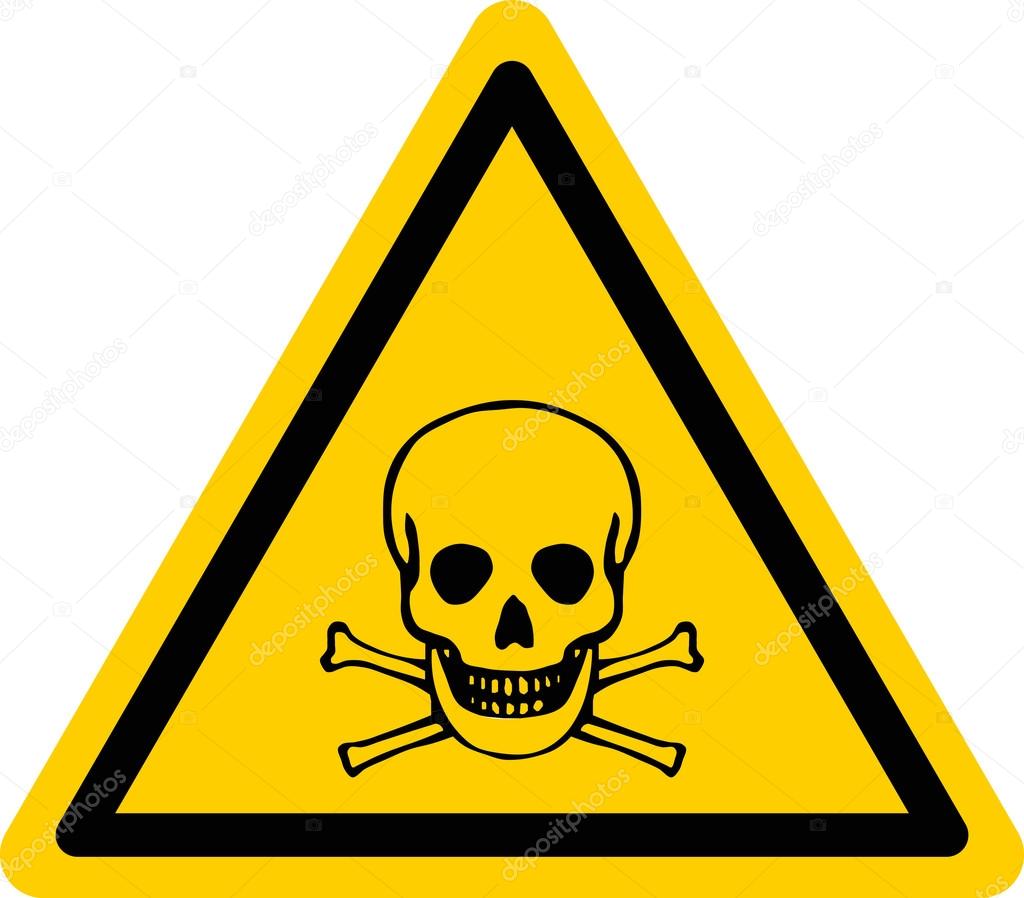 Vector de señal de peligro con calavera y huesos — Vector de stock ...