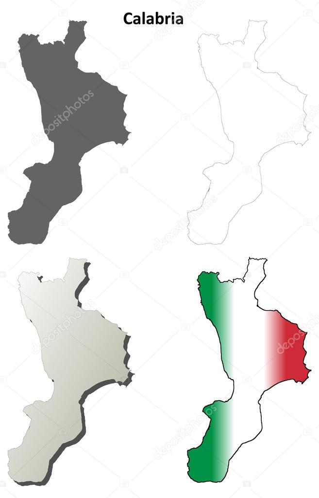 Calabria Esquema Mapa Conjunto Vector Gráfico Vectorial © Davidzydd