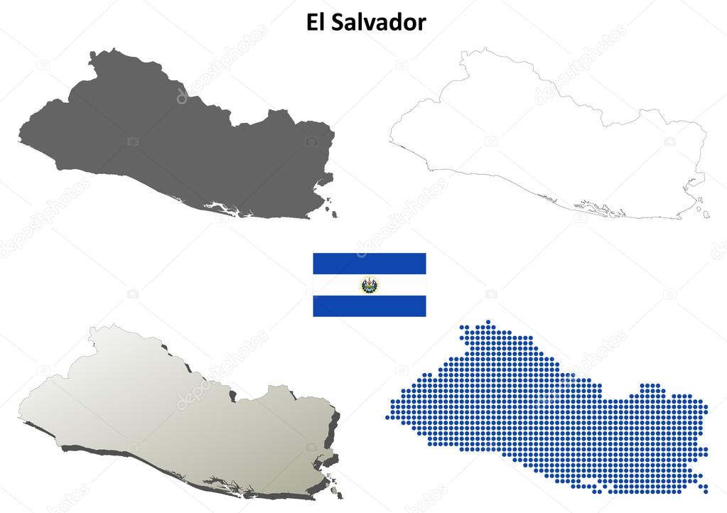 El Salvador En Blanco Esquema Detallado Mapa Conjunto 2023