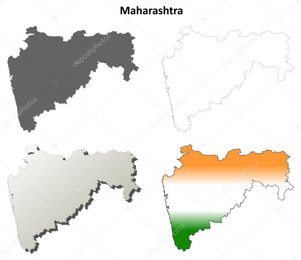Maharashtra blank detailed outline map set premium vector 2024