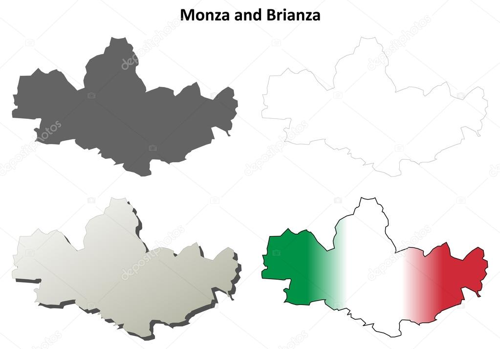 Monza Y Brianza En Blanco Esquema Detallado Mapa Conjunto 2023
