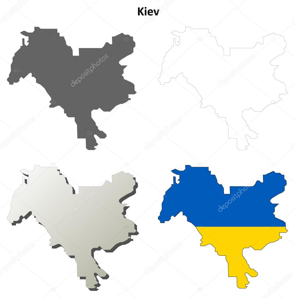 Kiev Ciudad En Blanco Esquema Mapa Conjunto Stock Vector By ©davidzydd