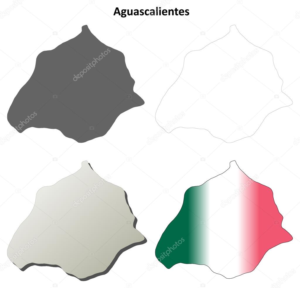 Aguascalientes En Blanco Esquema Mapa Conjunto Vector Gráfico