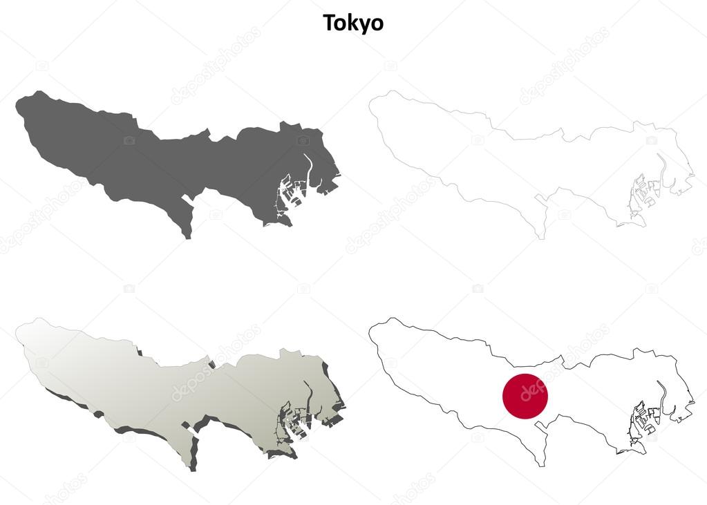 Tokio Contorno En Blanco Mapa Conjunto Vector De Stock Por ©davidzydd