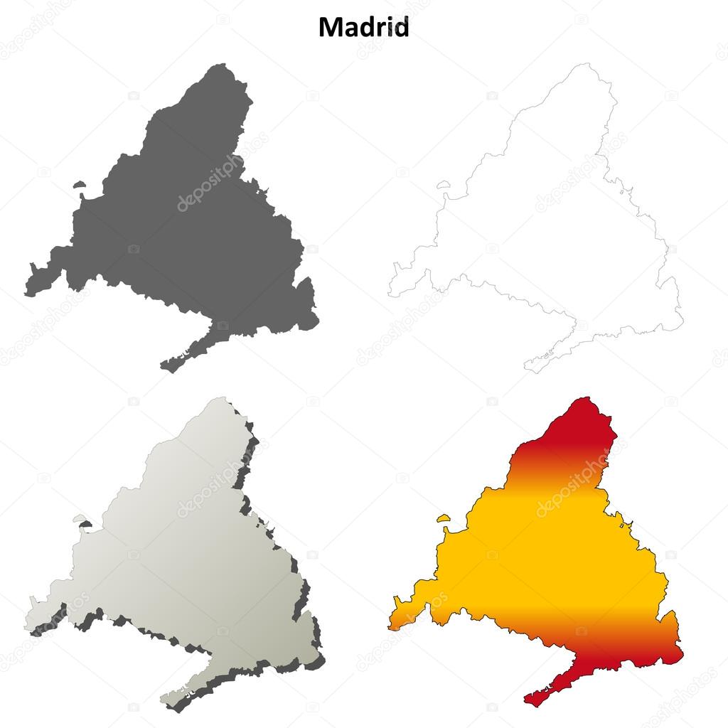 Madrid En Blanco Esquema Detallado Mapa Conjunto 2022