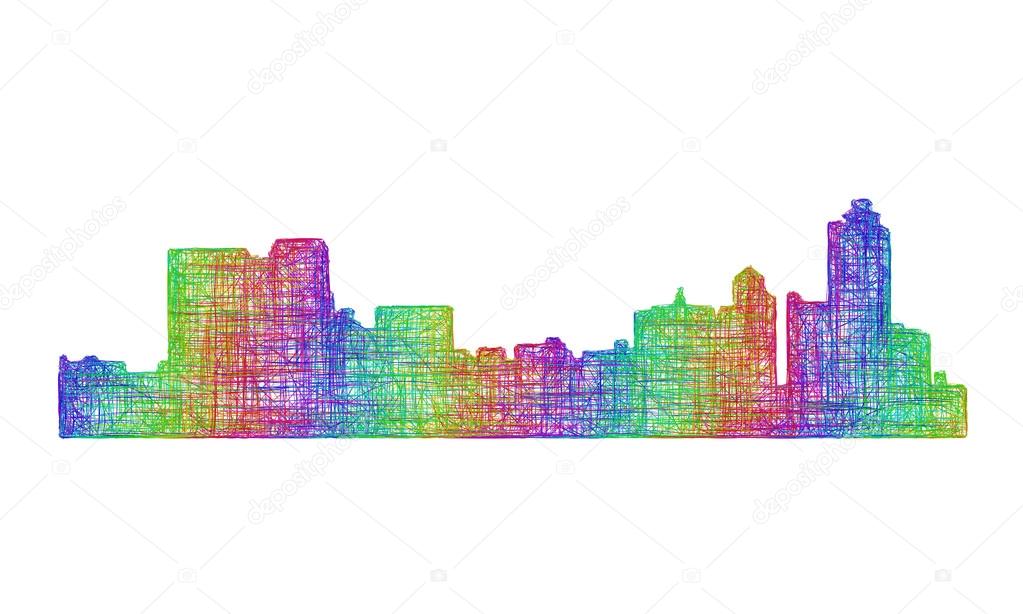 Memphis skyline silhouette - multicolor line art Stock Vector Image by ...