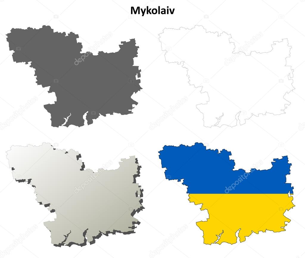 Mykolaiv En Blanco Esquema Mapa Conjunto Vector De Stock Por ©davidzydd
