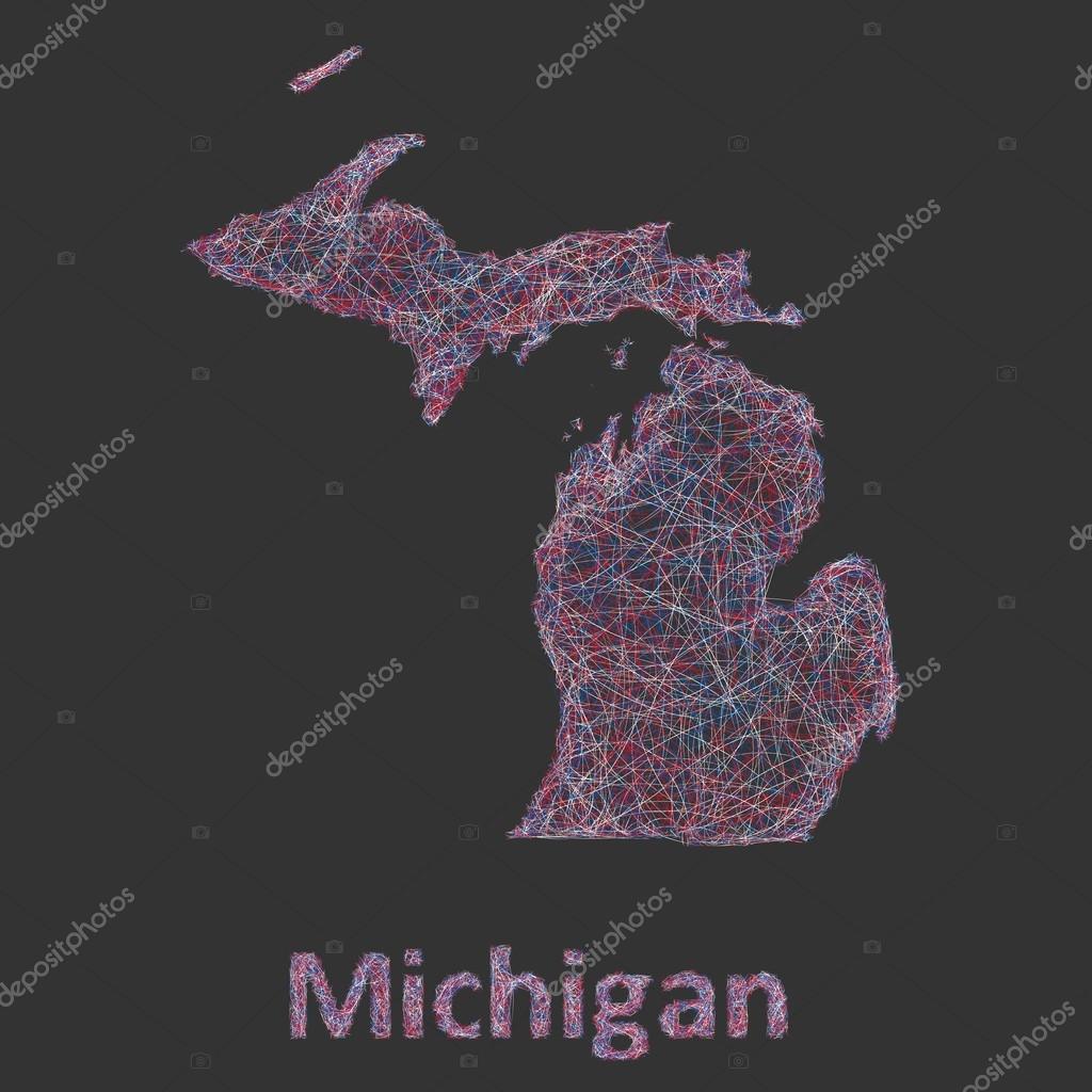 Michigan line art map — Stock Vector © davidzydd #91540572