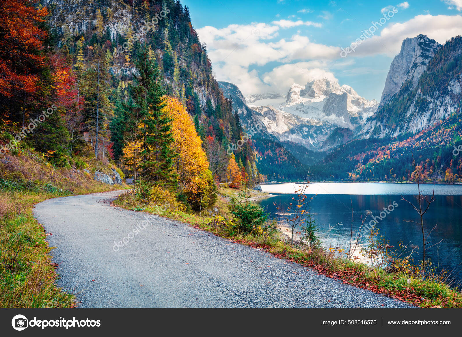 Amazing Autumn Scene Vorderer Gosausee Lake Dachstein Glacieron ...