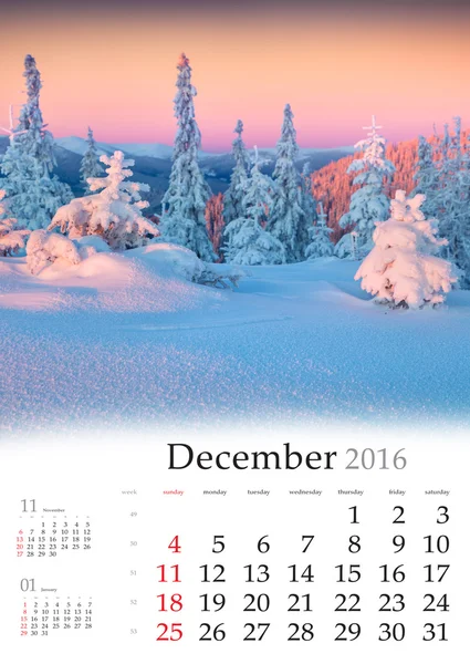 Calendar 2016. December. - Stock Image - Everypixel