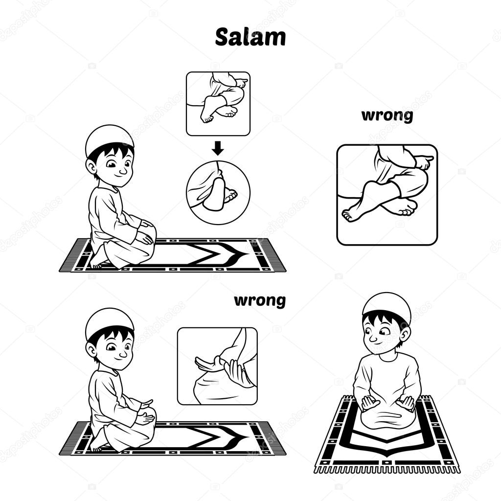 Muslim Prayer Guide Salam Position Outline Stock Vector by ©ridjam ...