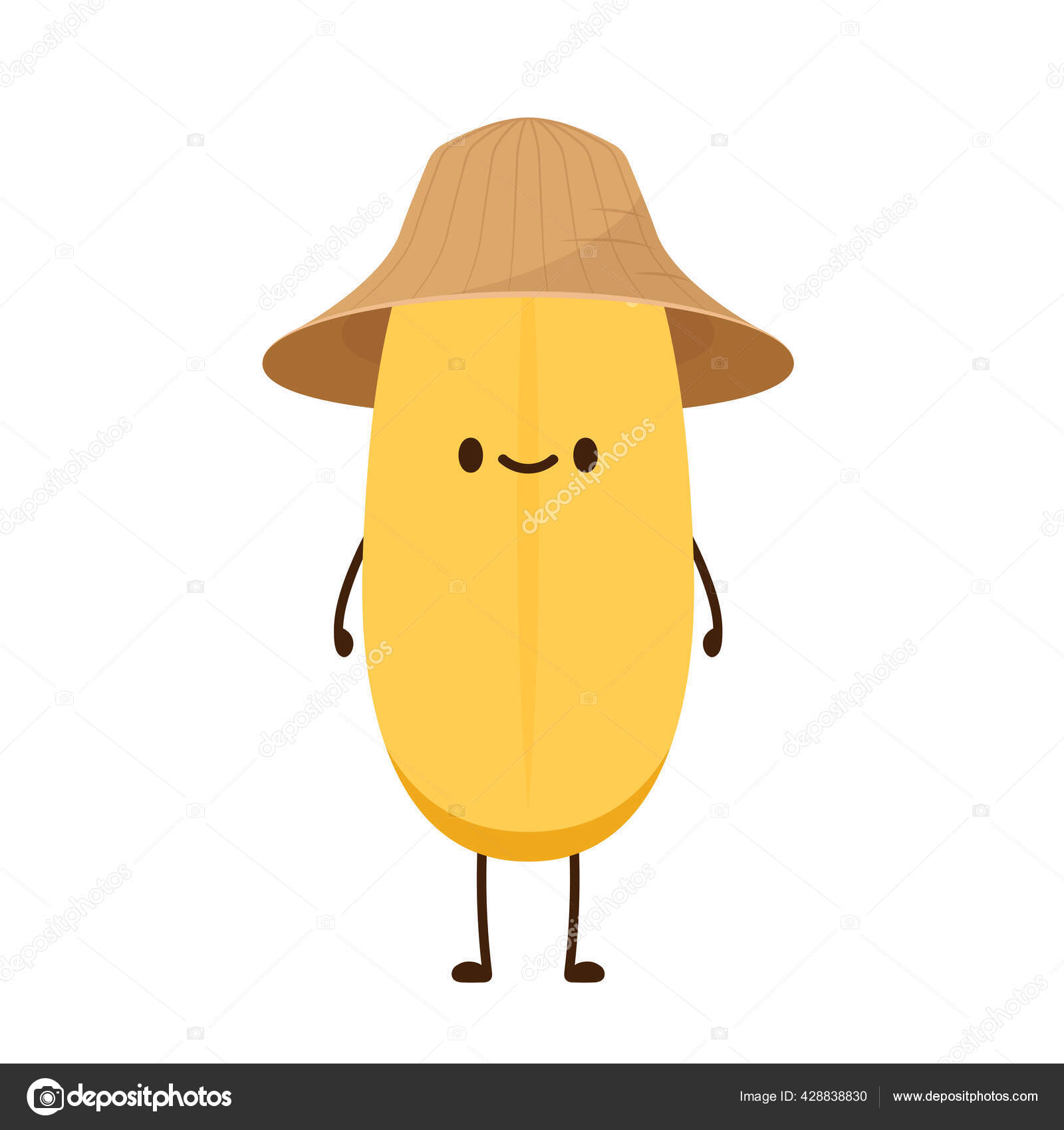 Rice Character Design Rice Vector White Background Rice Seed Stock ...