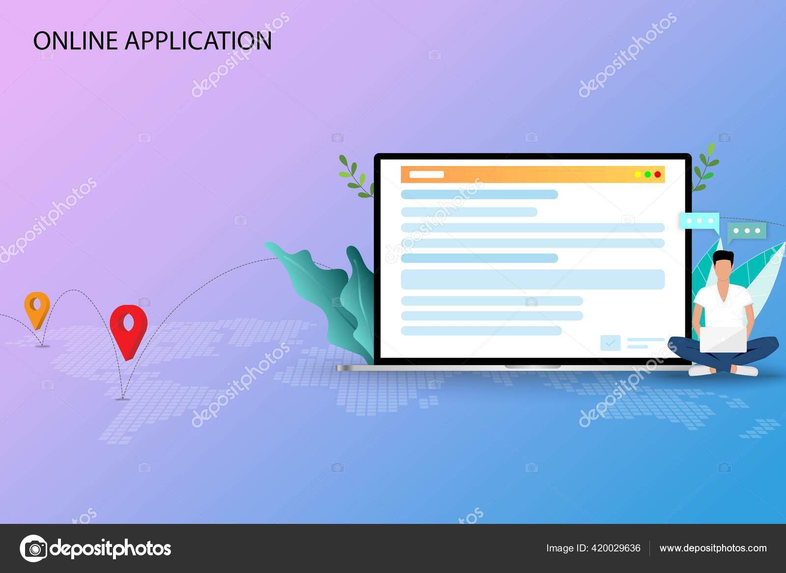 Online Application Concept Young Man Searching Internet Using Laptop ...