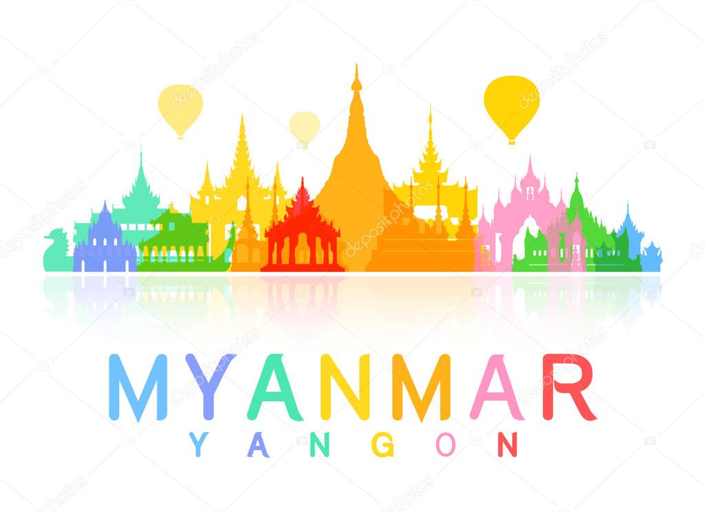 Myanmar Travel Landmarks. — Stock Vector © woravitworapani #86631548