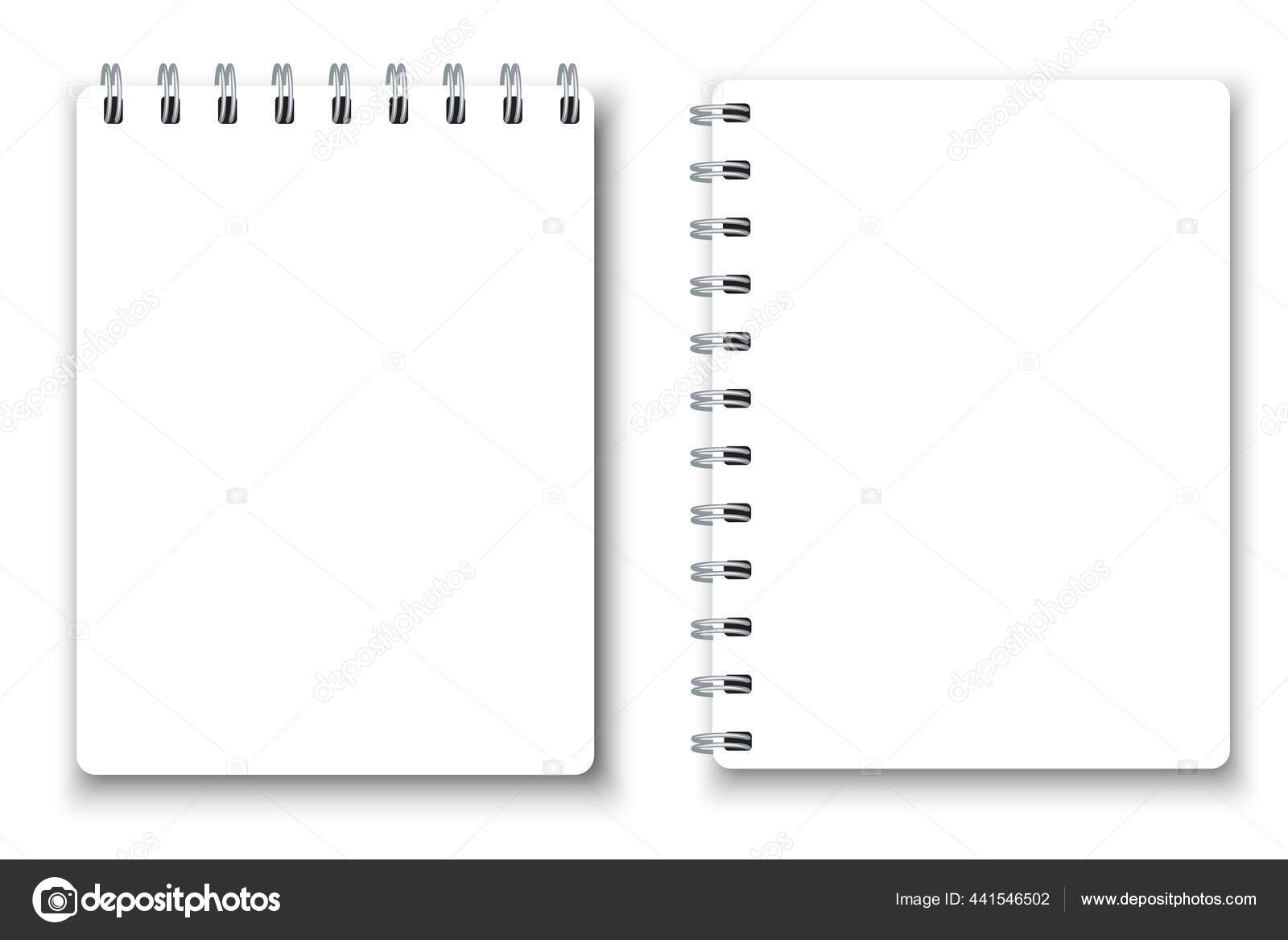 Realistic Spiral Notepads Blank Spiral Notebook Booklet Design Calendar ...
