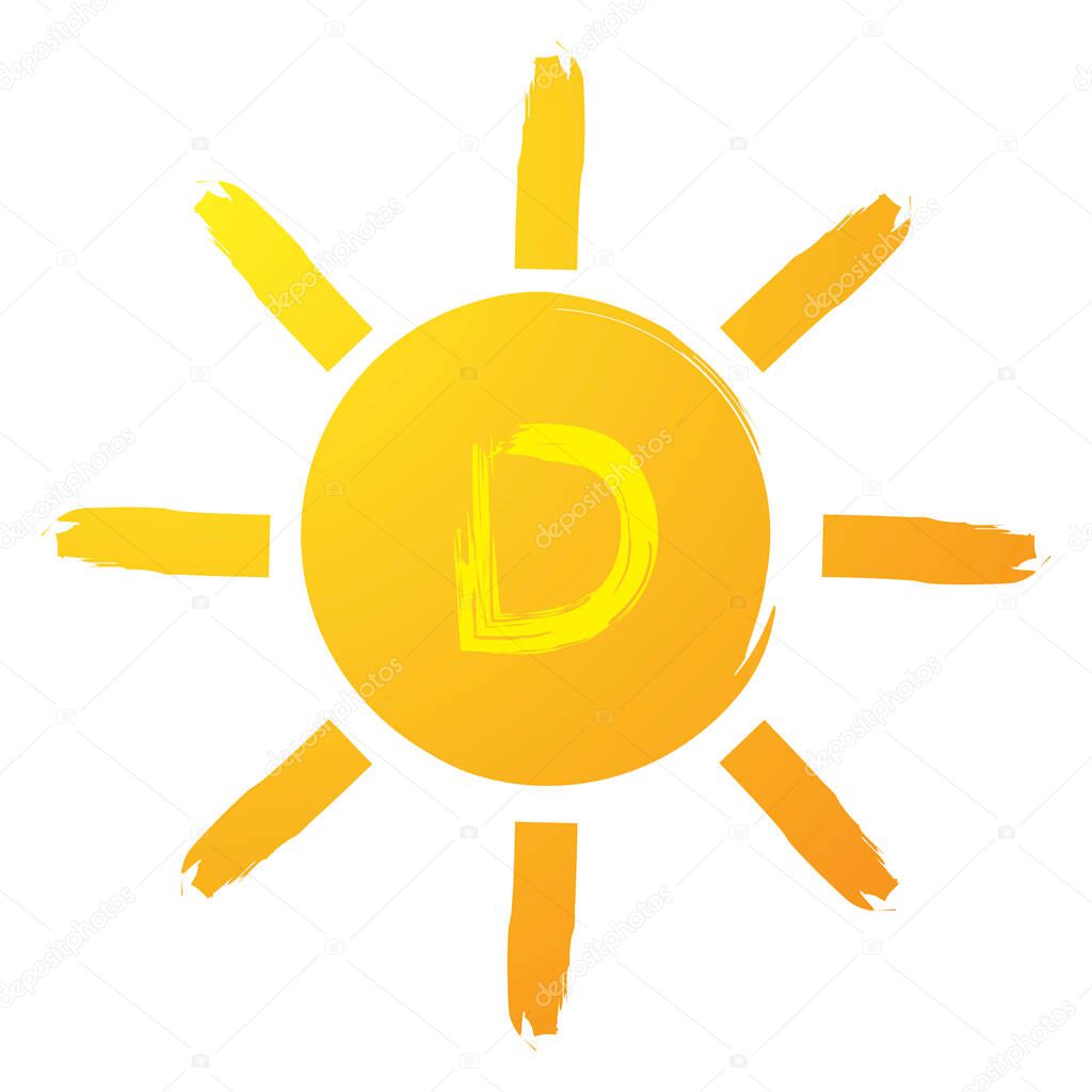 Vitamina amarilla del sol d sobre fondo blanco. Salud. Tratamiento ...