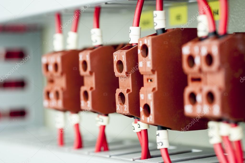 Electrical connections in control panel Stock Photo by ©RomboStudio ...