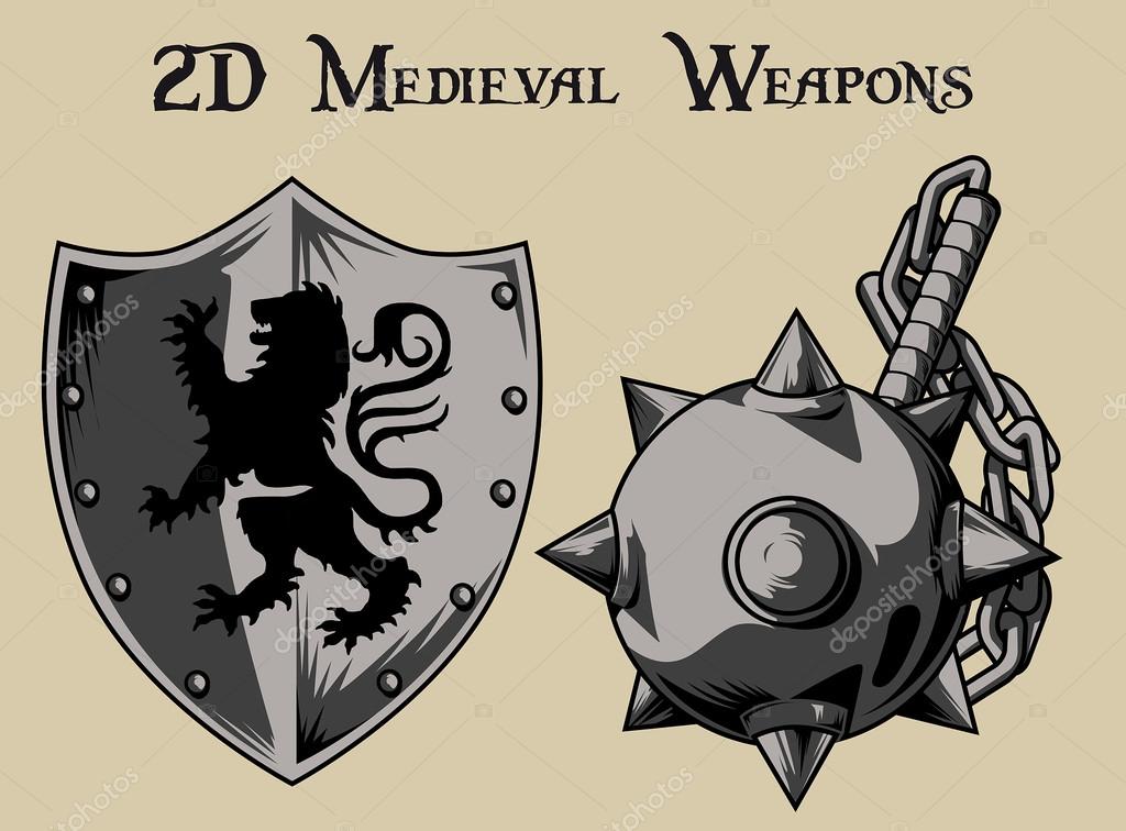 Medieval Weapons work art — Stock Vector © fourms #86589124