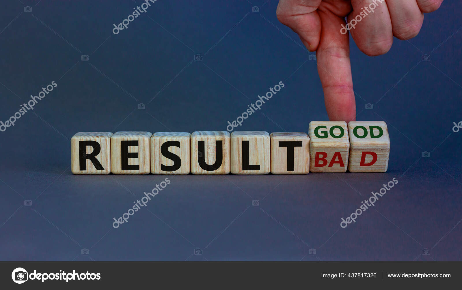 Good Bad Result Symbol Hand Turns Cubes Changes Words 'Result Stock ...