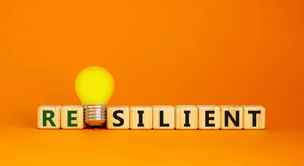 Resiliency Symbol Wooden Cubes Word 'Resiliency' Yellow Light Bulb ...
