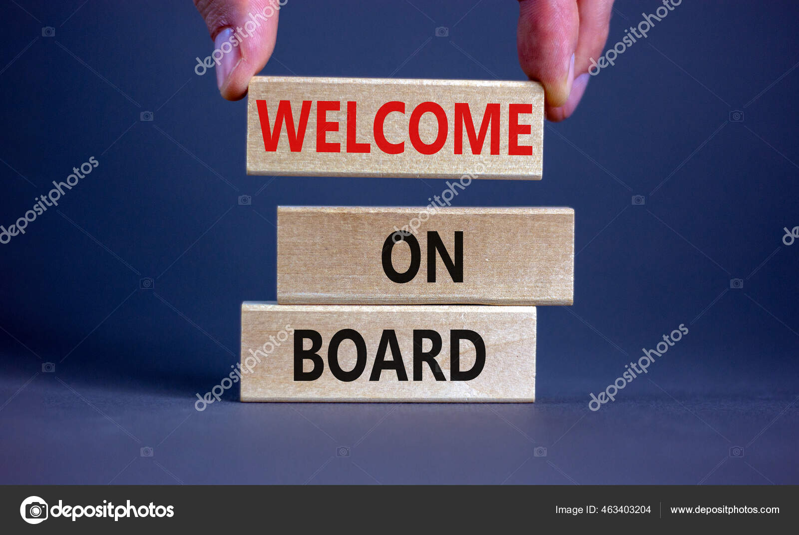Welcome Board Symbol Wooden Blocks Words 'Welcome Board' Beautiful Grey ...