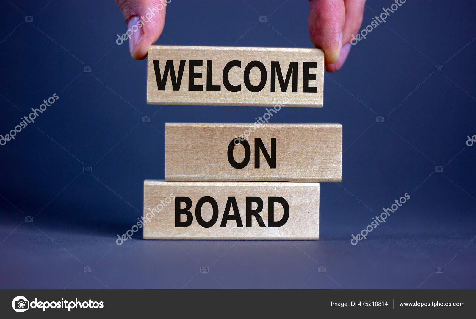 Welcome Board Symbol Wooden Blocks Words 'Welcome Board' Beautiful Grey ...