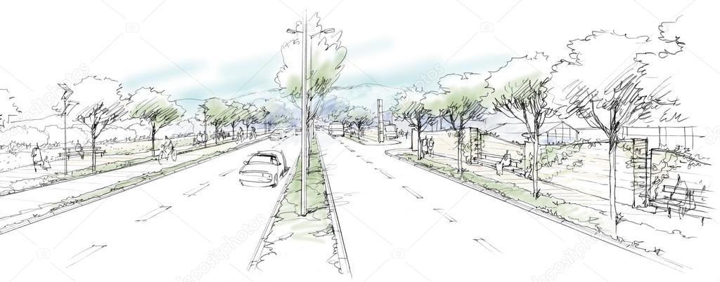 Rural street-3- architectural drawing Stock Photo by ©gkatz 107972640