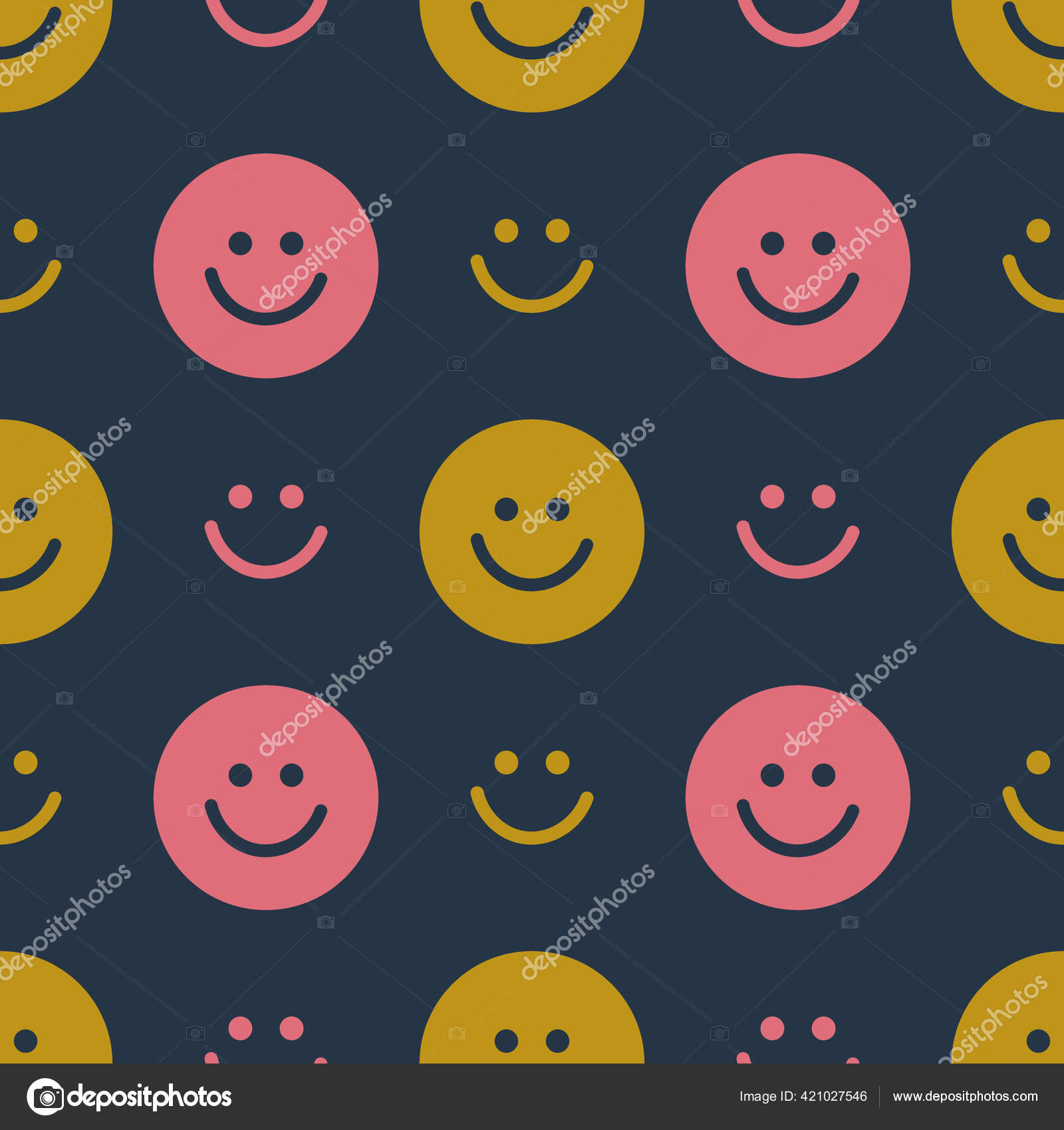 Seamless Repeating Pattern Smiling Emoticon Vector Illustration Stock ...