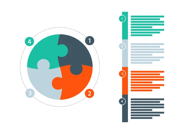 Flat rainbow spectrum colored puzzle presentation infographic template ...