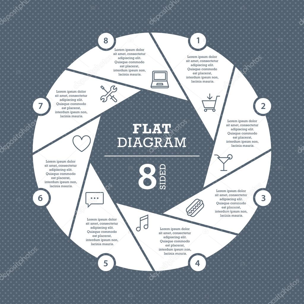 Flat shutter diagram template for your business presentation with icons ...