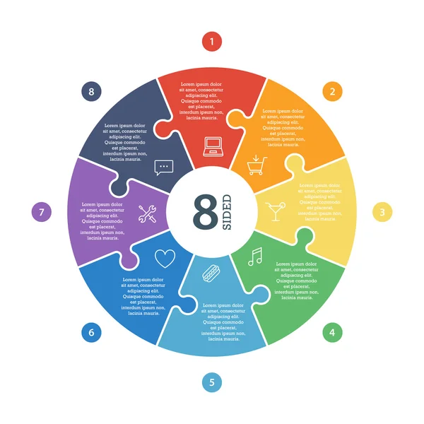 Numbered flat rainbow spectrum colored puzzle presentation infographic ...
