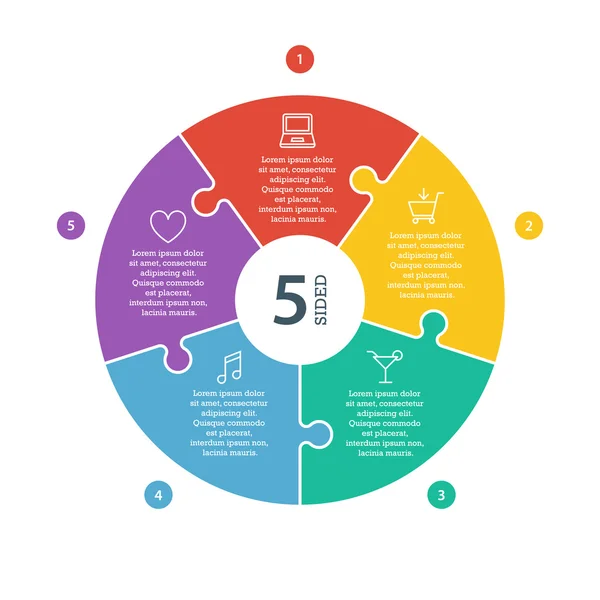 Numbered flat rainbow spectrum colored puzzle presentation infographic ...