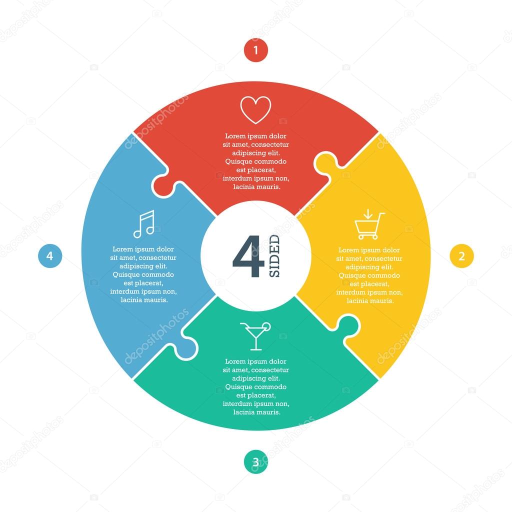Numbered flat rainbow spectrum colored puzzle presentation infographic ...