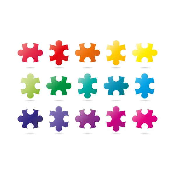 Colorful puzzle pieces forming a square in movement. Vector graphic ...
