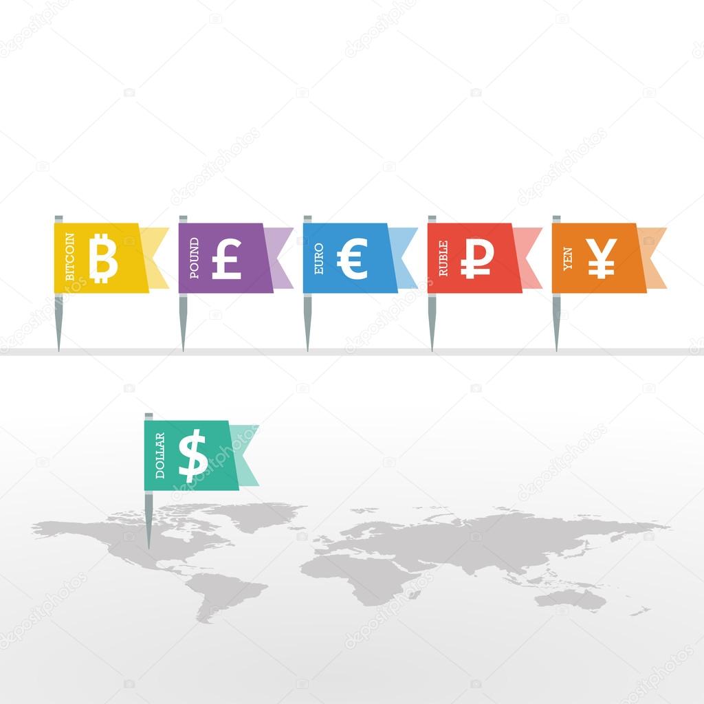 Currencies Symbols on Flag Sign Stock Vector Image by ©iterum #68477381