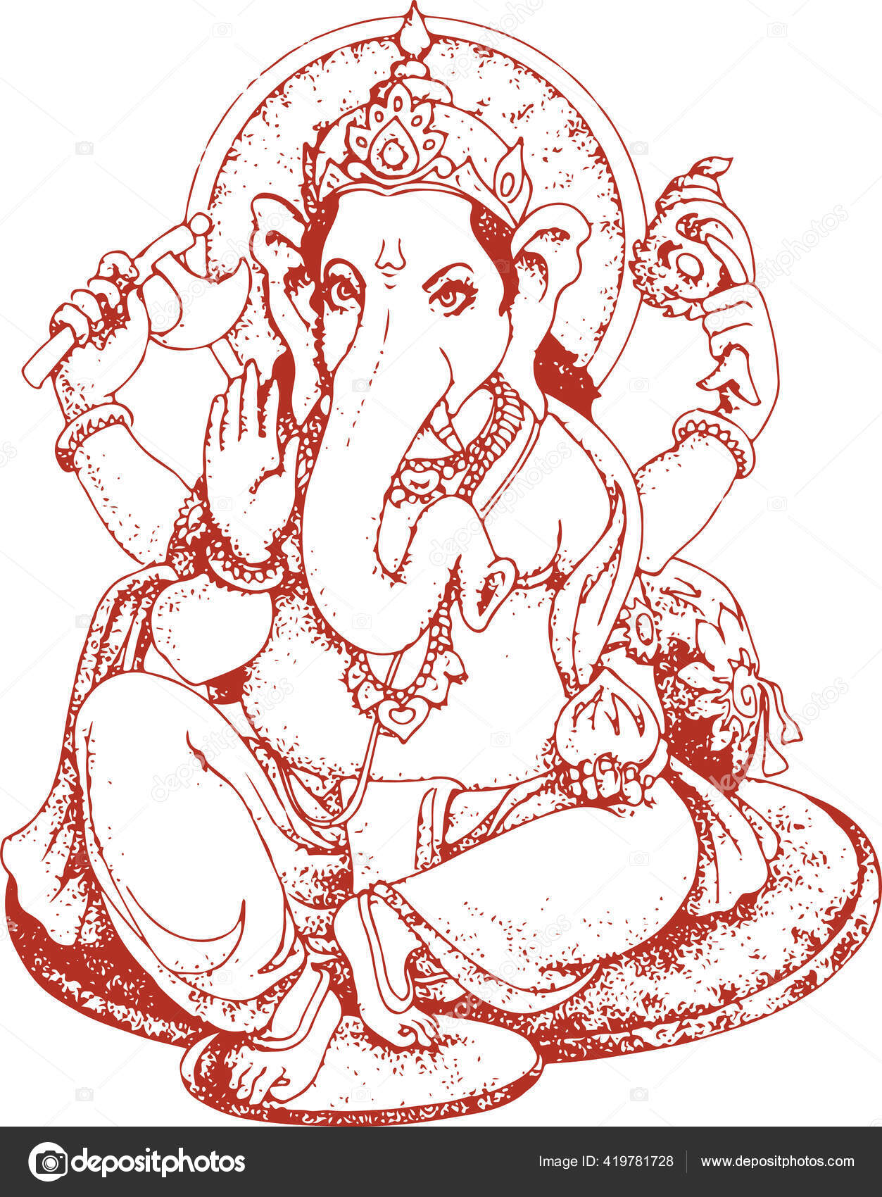 Drawing Sketch Hindu God Lord Ganesha Ganpati Creative Outline Editable ...
