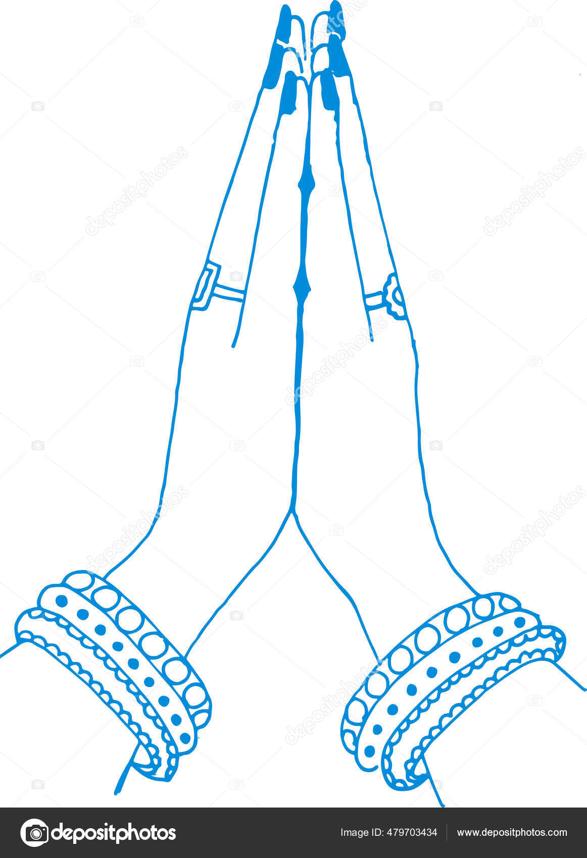 Drawing Sketch Praying Doing Namaste Hands Outline Editable ...
