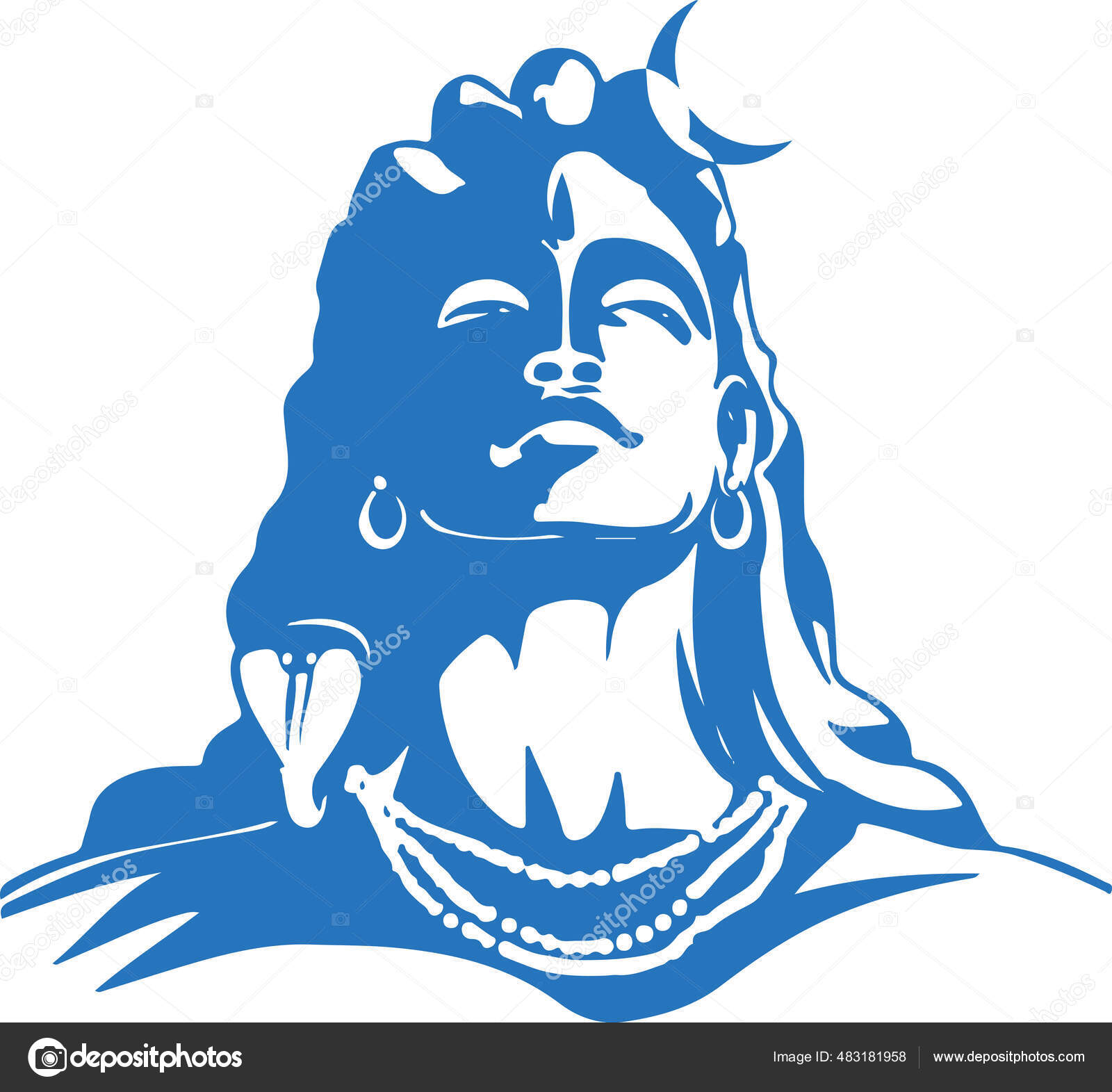 Drawing Sketch Hindu Famous God Lord Shiva Editable Outline ...