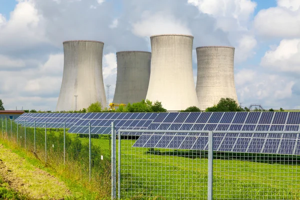Nuclear power plant Dukovany with solar panels in Czech Republic Europe ...