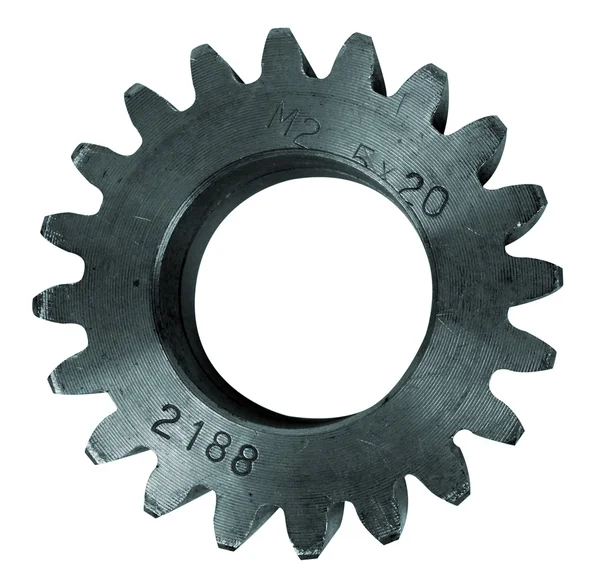 Metal black cogwheel isolated on white background — Stock Photo ...