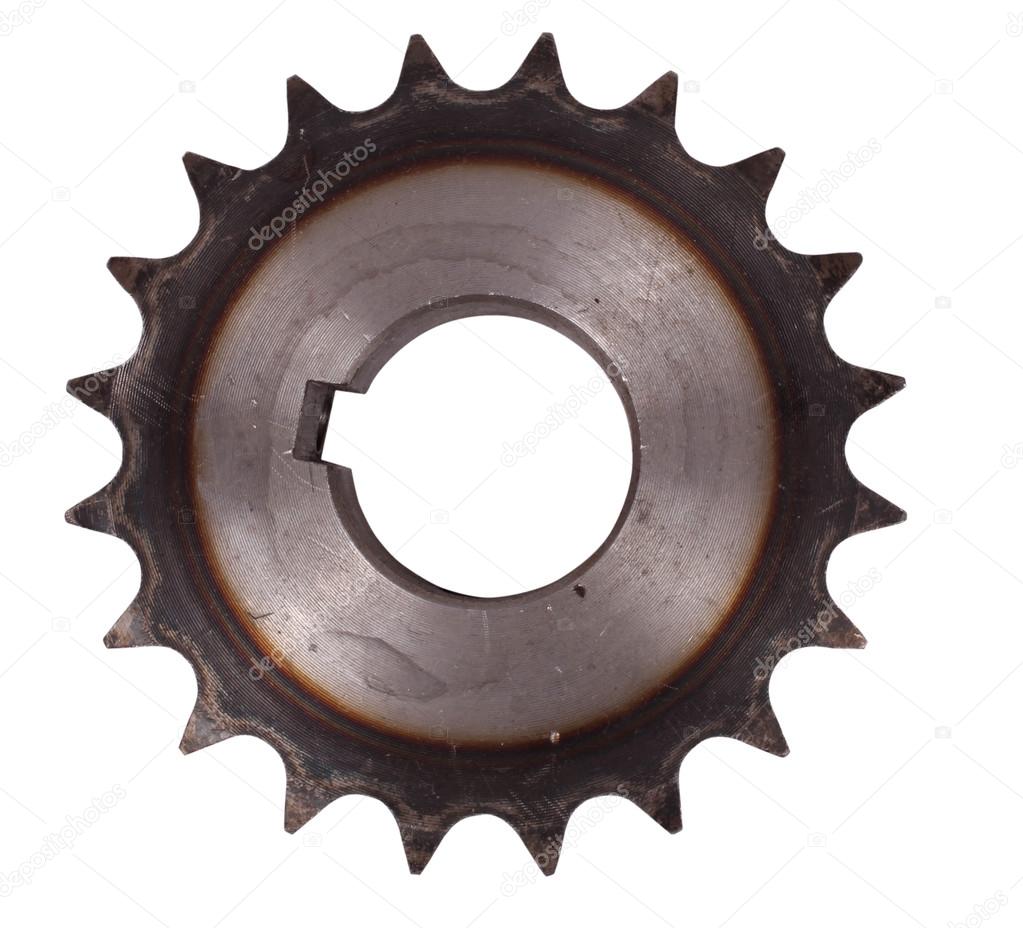 Metal black cogwheel isolated on white background — Stock Photo ...