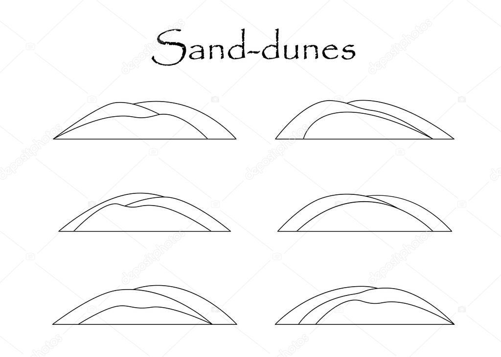 Logos de dunas. Símbolos del desierto, dunas. Iconos simples con ...
