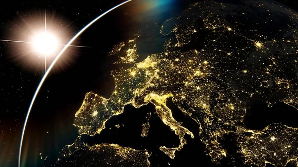 Europe from space, earth lights from space, city lights from space, EU ...