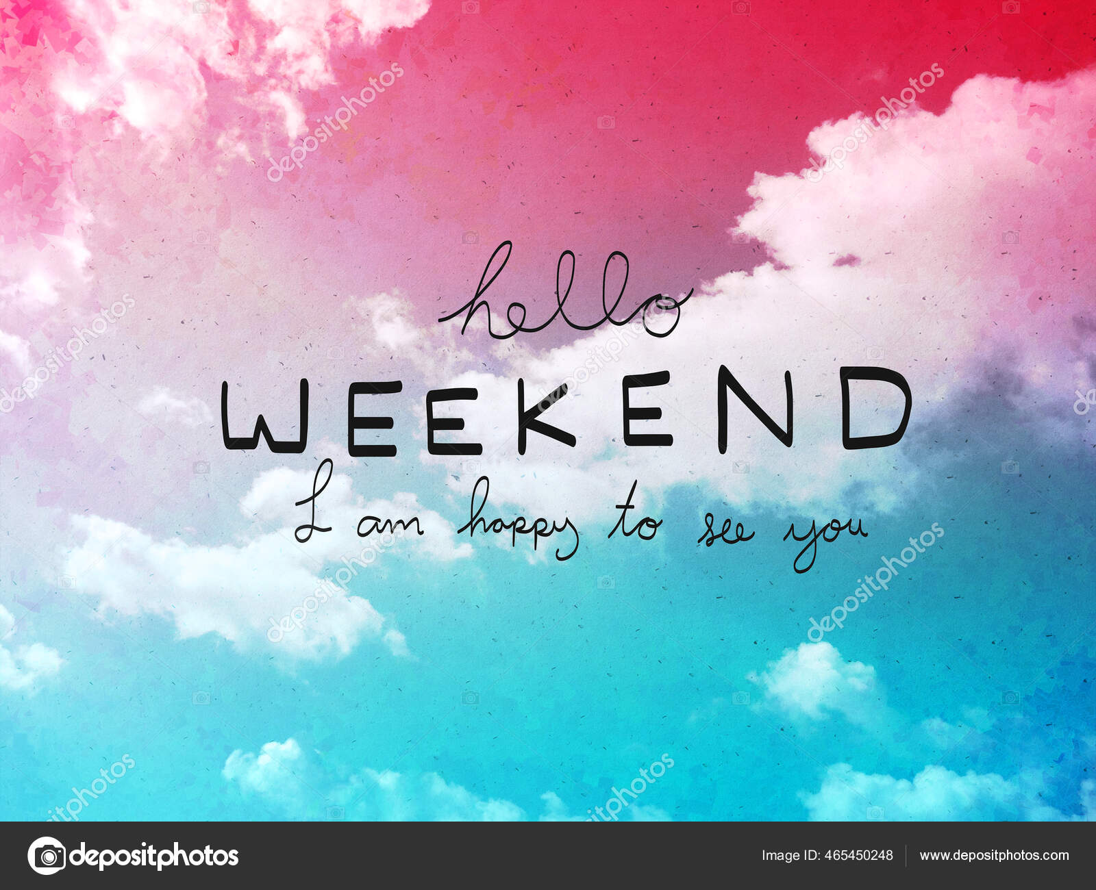 Hello Weekend Word Letter Pink Blue Pastel Sky Stock Illustration by ...