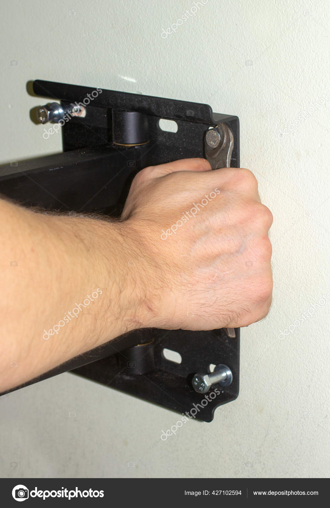 Attaching Mount Wall Tightening Bolt Wrench — Stock Photo ...