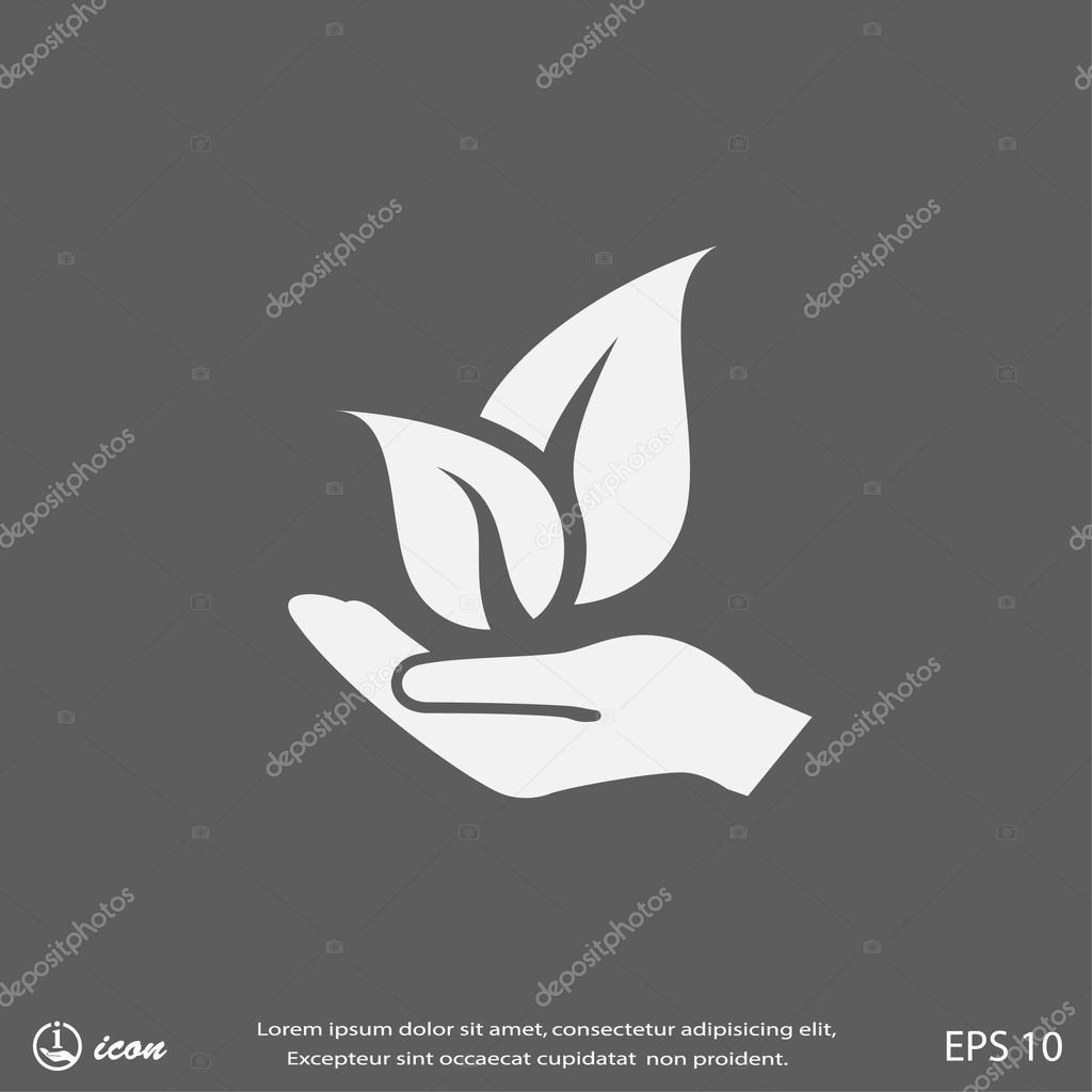 Leaves on hand icon Stock Vector by ©hristianin 68306777