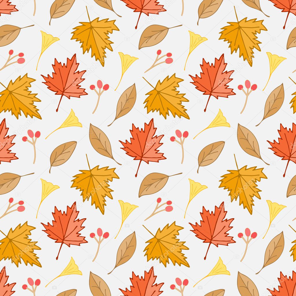 Oto o hojas de arce seco y hoja de ginkgo y bayas sin costura patr n de fondo 2024