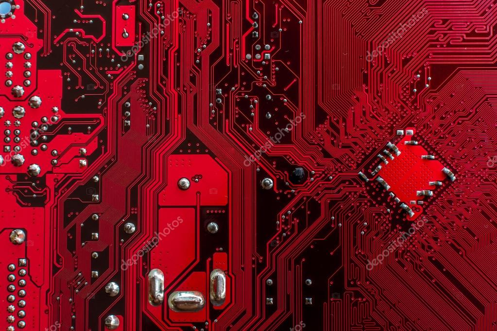 Red Circuit Board Background
