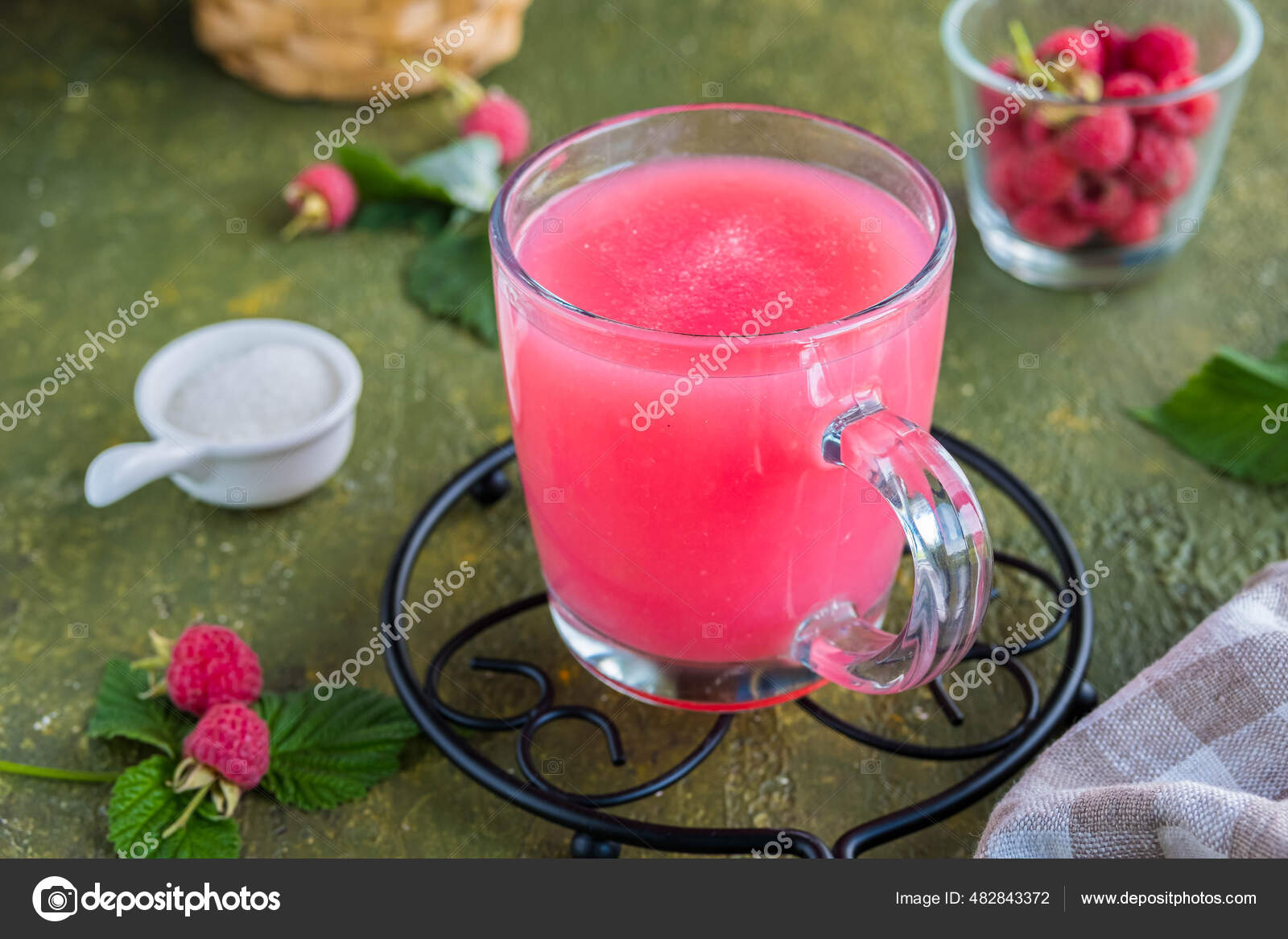 Traditional Russian Hot Drink Raspberry Jelly Kissel Glass Transparent ...